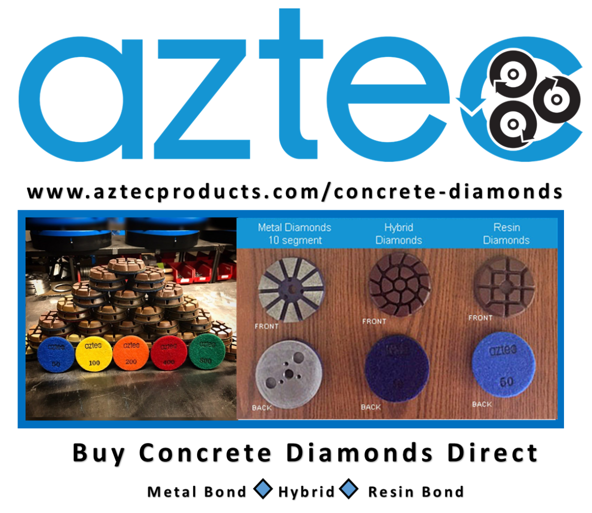 CONCRETE POLISHING DIAMONDS 3 inch HYBRID DIAMOND 100 GRIT | Aztec Products