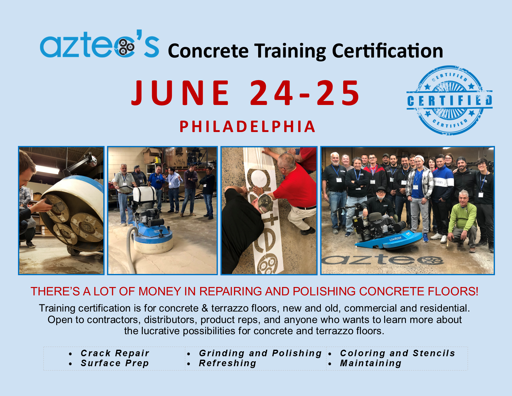 Concrete Training, Concrete Grinders | Aztec Products