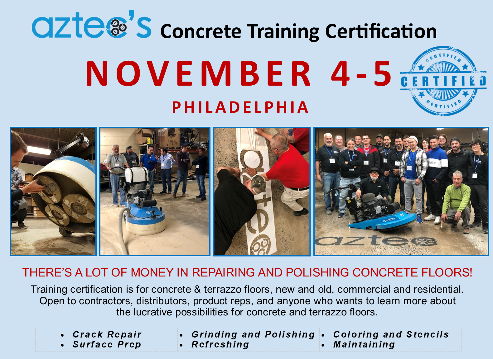 Concrete Training, Concrete Grinders | Aztec Products