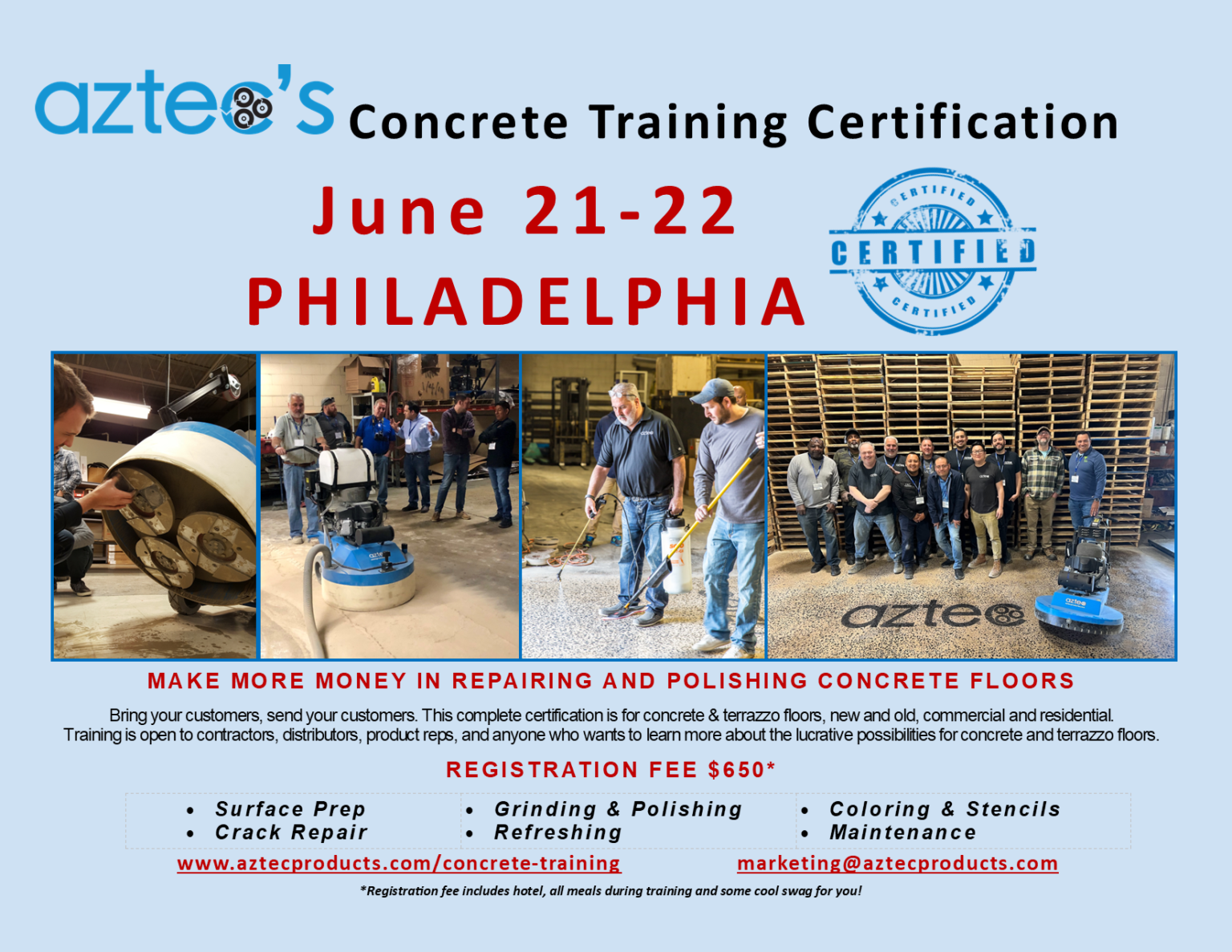Concrete Training Flyer – June 2024 | Aztec Products